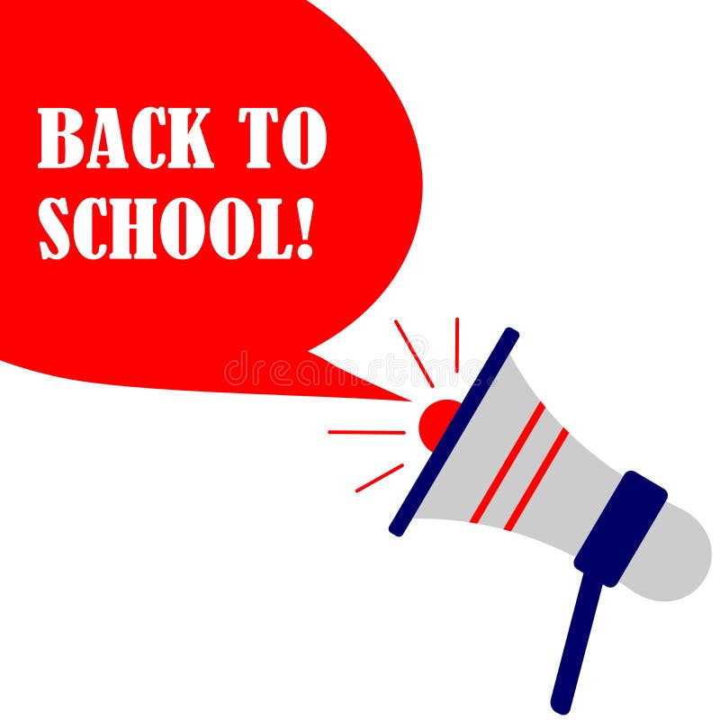 Megaphone and Speech Bubble White Back To School Word on White ...