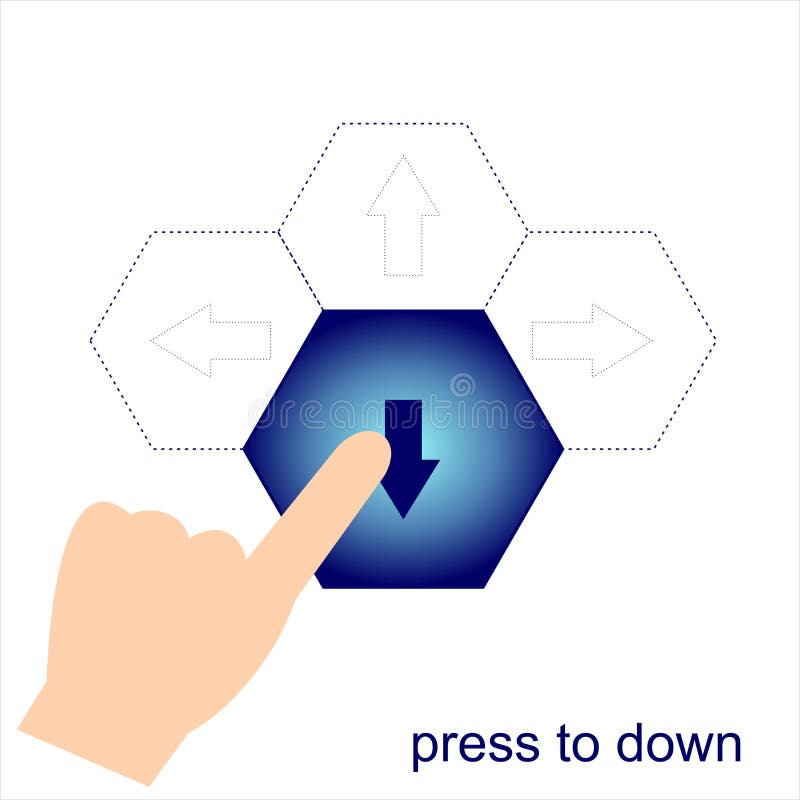 Hand Pressing or Pushing the Next or Right Button. Stock Vector ...