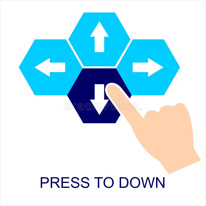 Hand Pressing or Pushing the Next or Right Button. Stock Vector ...