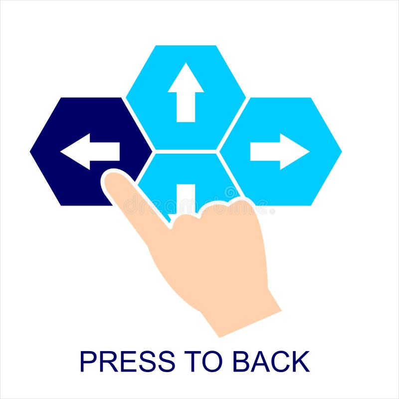 Hand Pressing or Pushing the Left or Back Button. Stock Vector ...