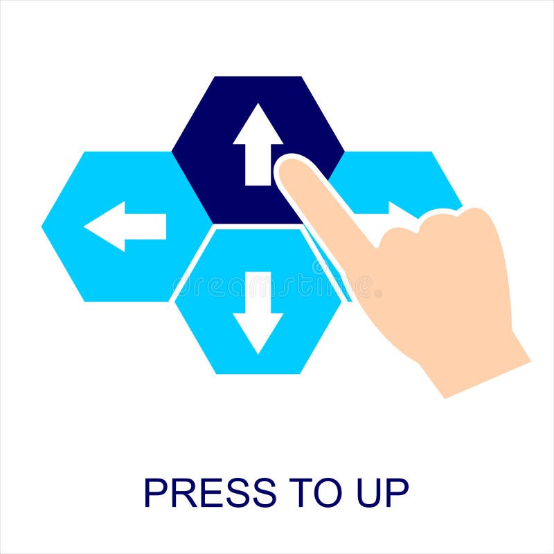 Hand Pressing or Pushing the Up Button. Stock Vector - Illustration of ...
