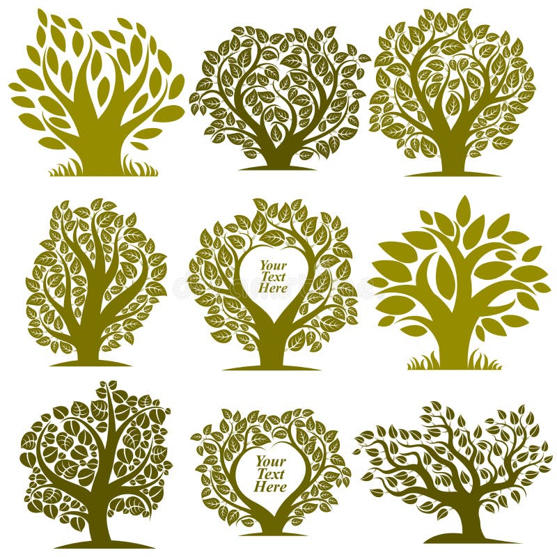 Vector Graphic Illustration of Green Trees with Empty Copy Space Stock ...