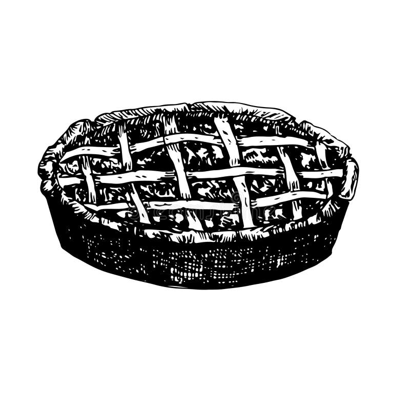 Vector Graphic Illustration of Pie . Black and White Sketch on a White ...