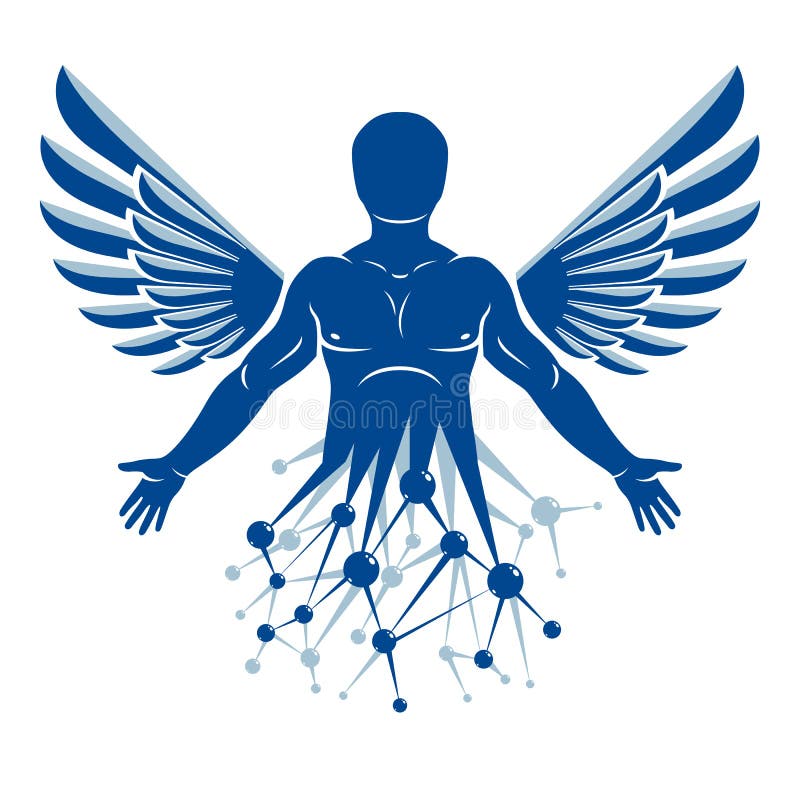 Vector Graphic Illustration of Strong Male Created with Wireframe ...