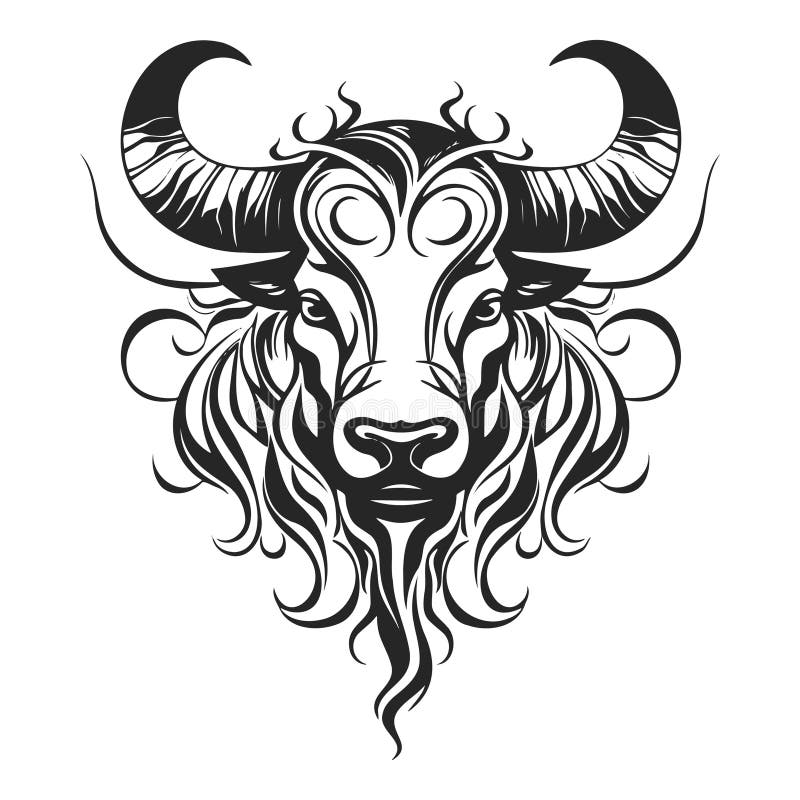 Vector Graphic Illustration of a Stylized Bull S Head. Front View Stock ...