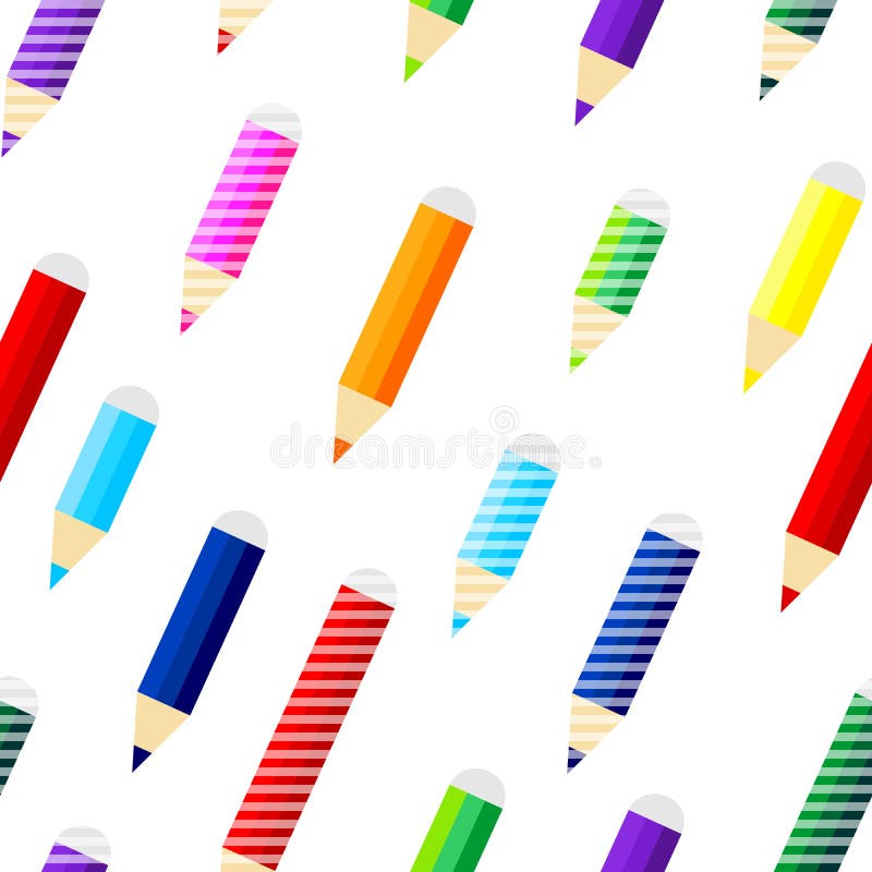 Seamless Pattern with Colorful Pencils and White Transparent Lines ...
