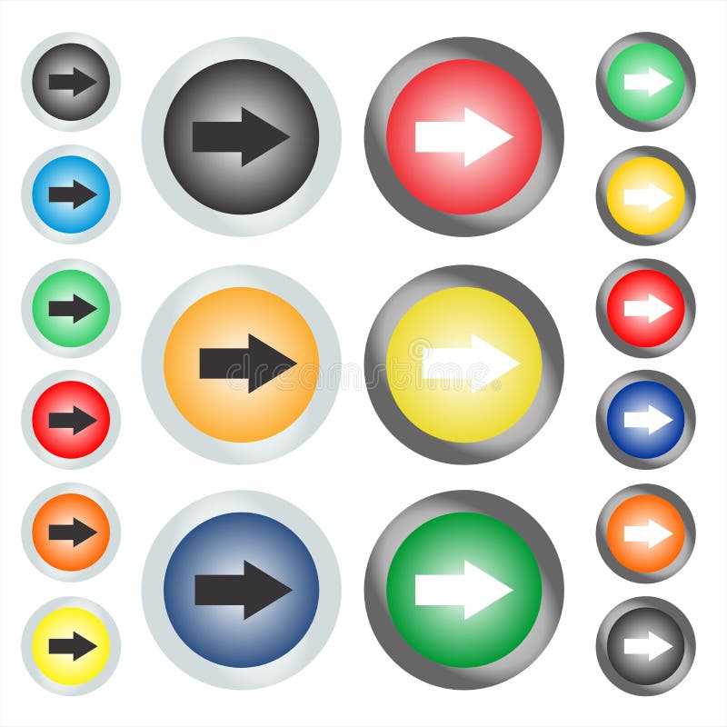 Set of Circular Web Buttons or Icons on Which the Arrow Points Down ...