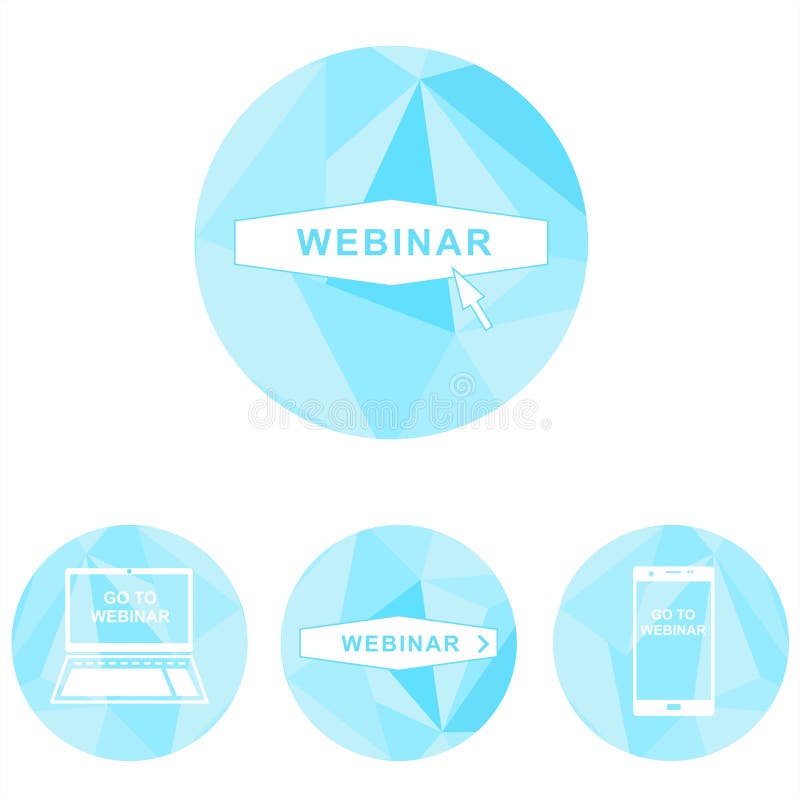 Webinar Icons Design with Polygon. Smartphone and Notebook PC Signs ...