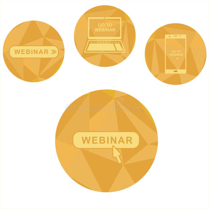 Webinar Icons Design with Polygon. Smartphone and Notebook PC Signs ...