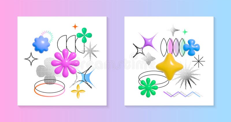 Vector Graphic Mixed Media Backgrounds with Bold 3d Objects,pixel ...