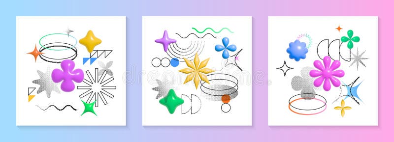 Vector Graphic Mixed Media Backgrounds with Bold 3d Objects,pixel ...