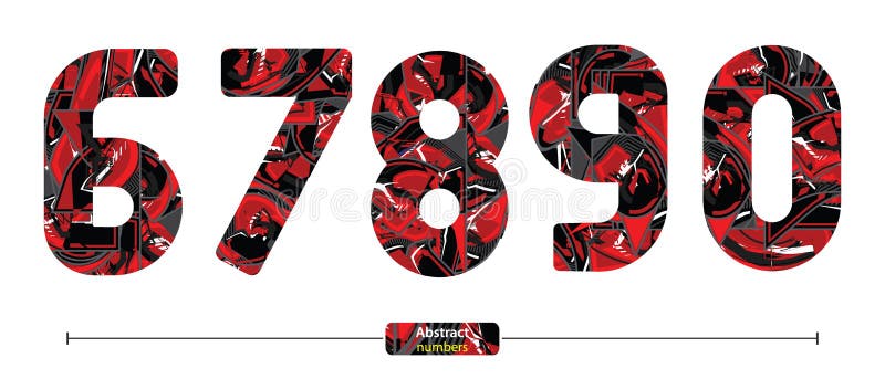 Numbers Abstract Red Color Style in a Set 67890 Stock Vector ...