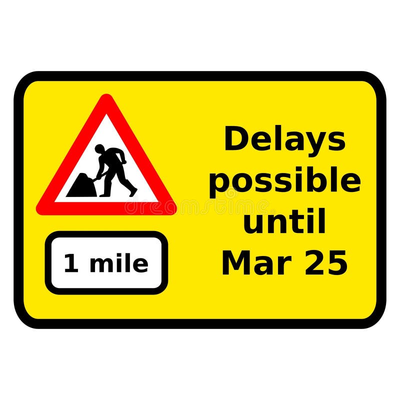Vector Graphic of a Rectangular Yellow Sign Warning of Road Works 1 ...