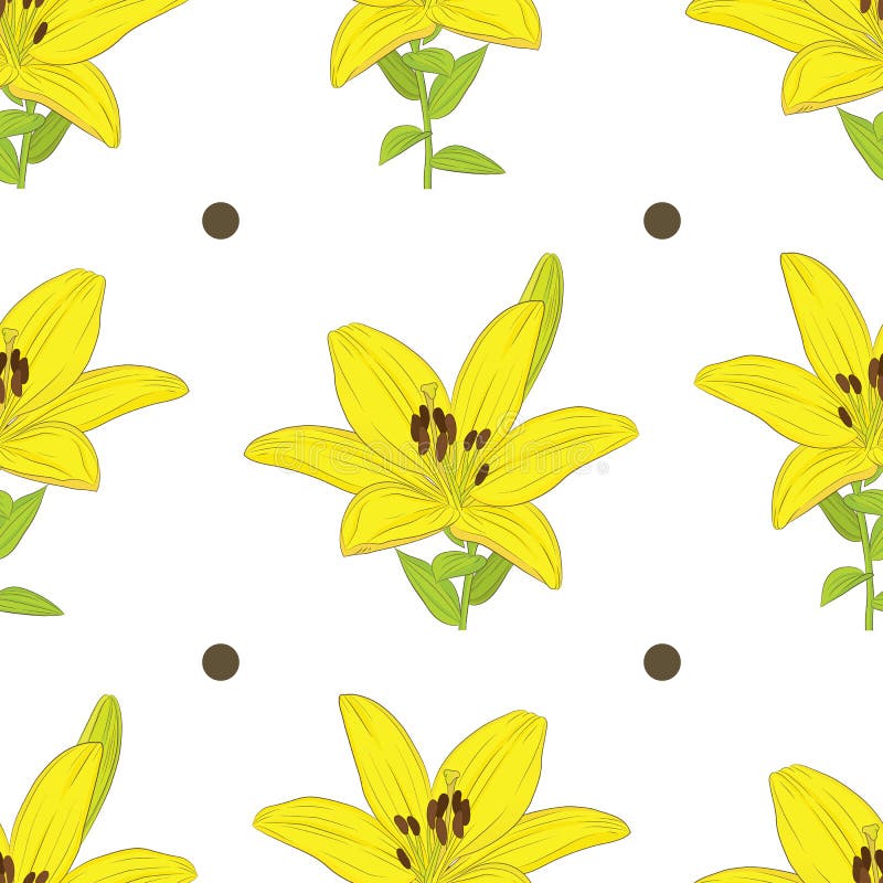 Vector Graphic Seamless Pattern with Lily Flowers 1 Stock Vector ...