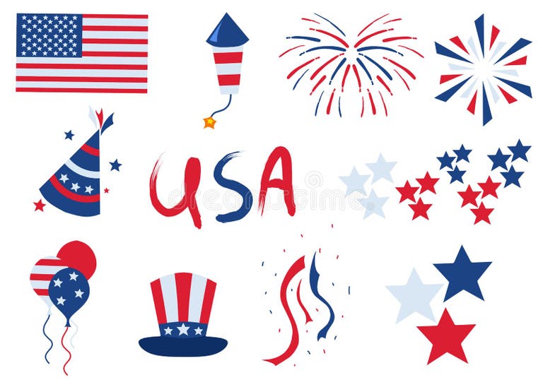 Vector Graphic Set Elemen Design American Celebration Stock Vector ...