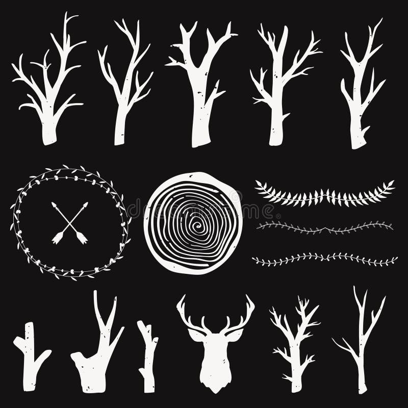 Tribal Forest Design Elements Set Stock Illustration - Illustration of ...