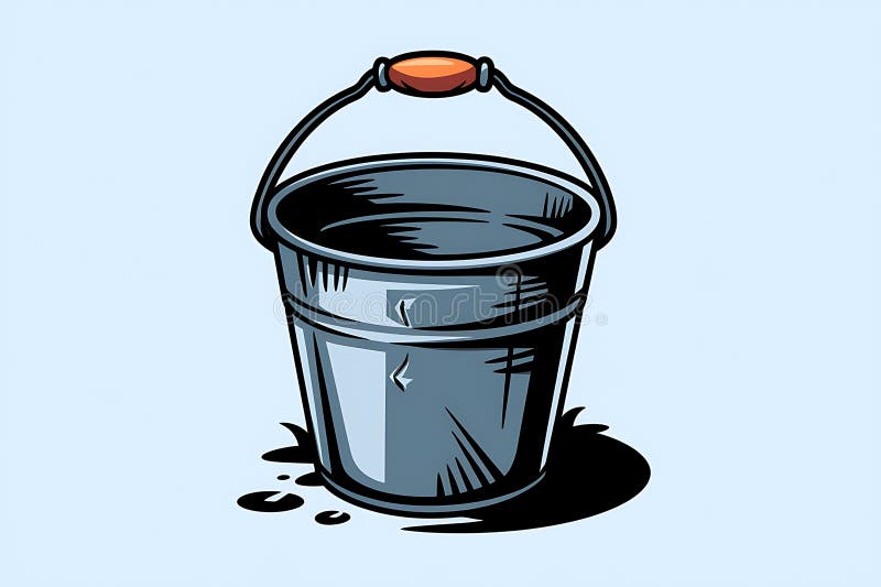 A Detailed Illustration of a Classic Metal Bucket Stock Illustration ...