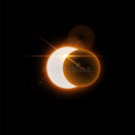 Vector Graphic of Solar or Lunar Eclipse. Phase with Glowing Yellow ...