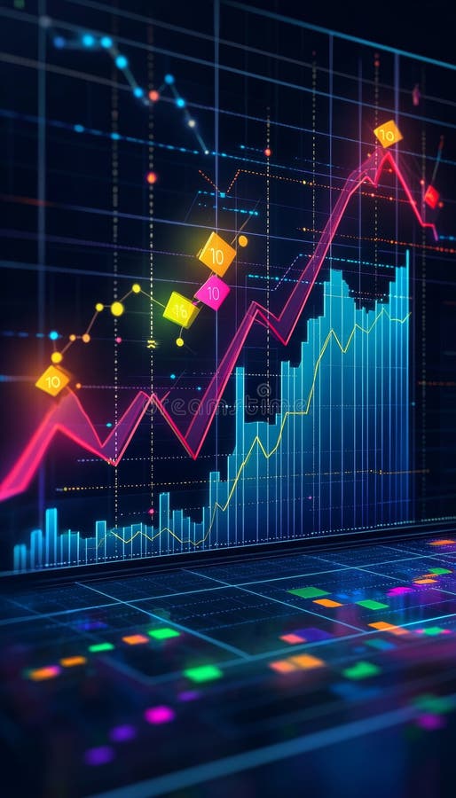 Vector Graphic of a Stylized Financial Chart with Multiple Overlaid ...