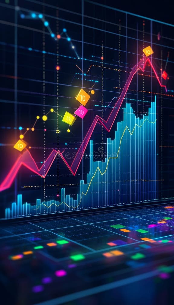 Vector Graphic of a Stylized Financial Chart with Multiple Overlaid ...
