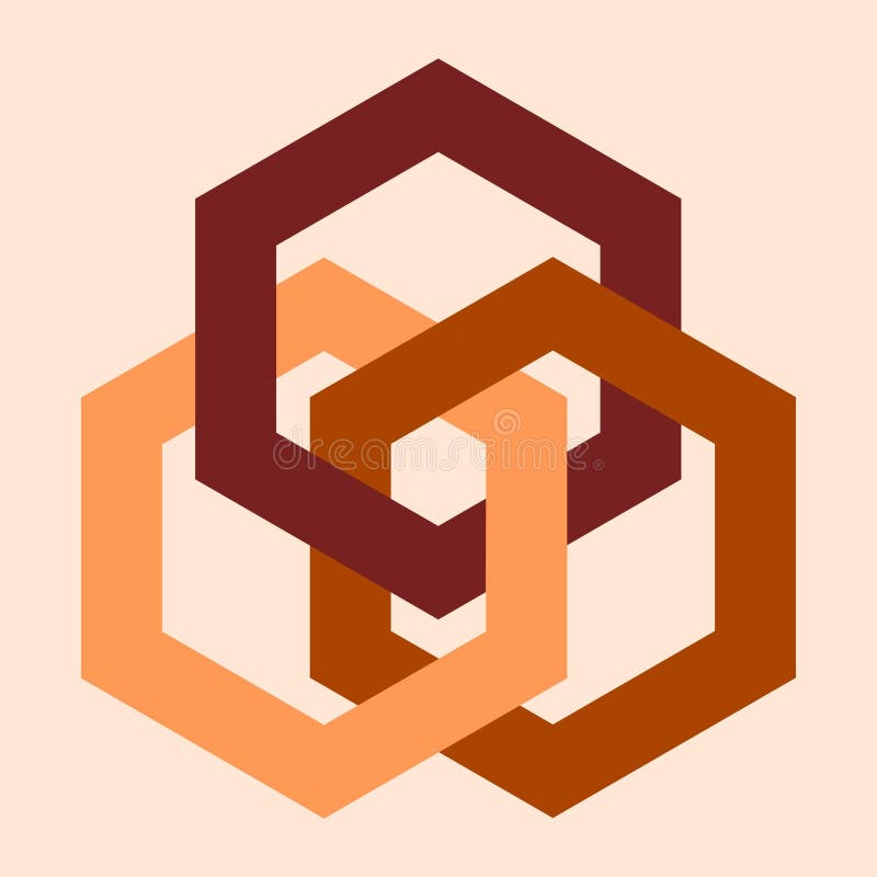 Vector Graphic of Three Brown Interlinked Regular Hexagons. a Logo for ...