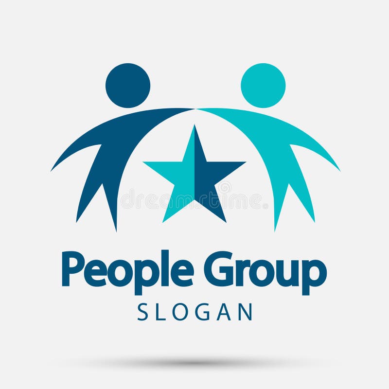 Vector Graphic Two Happy People in a Round Colorful Logo.icon Team Work ...