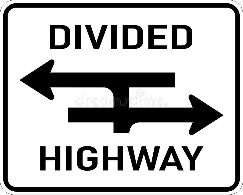 Vector Graphic of a Usa Divided Highway Intersection MUTCD Highway Sign ...