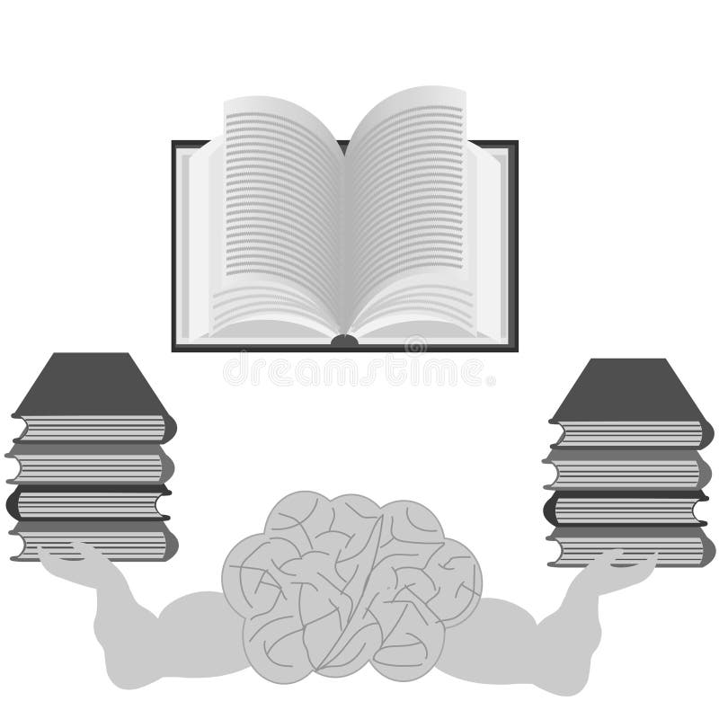 The Brain Holds Stacks of Books on Two Strong Hands Stock Vector ...