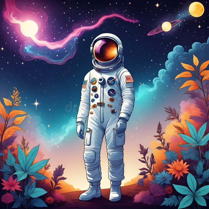 Vector Graphics, Astronauts Explore Mysterious Stars, a Beautiful Land ...