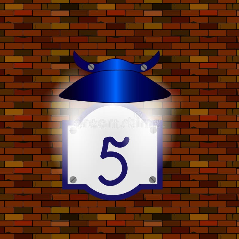 On a Brick Wall There is an Address Plate Illuminated by a Lantern with ...