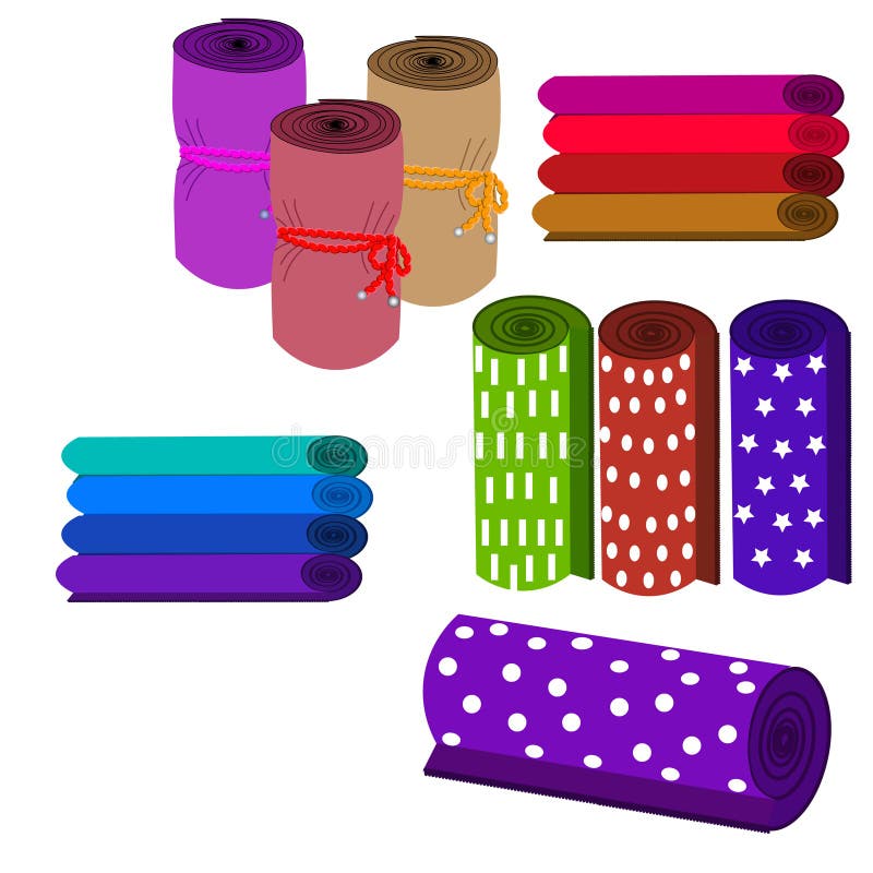 There are Rolls of Colorful Bright Fabrics Stock Vector - Illustration ...