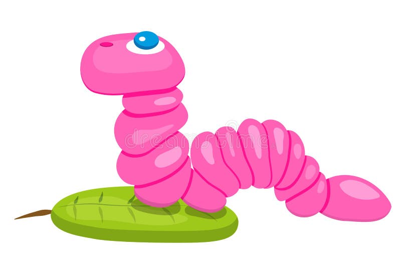 Cute pink worm stock illustration. Illustration of insect - 16063931