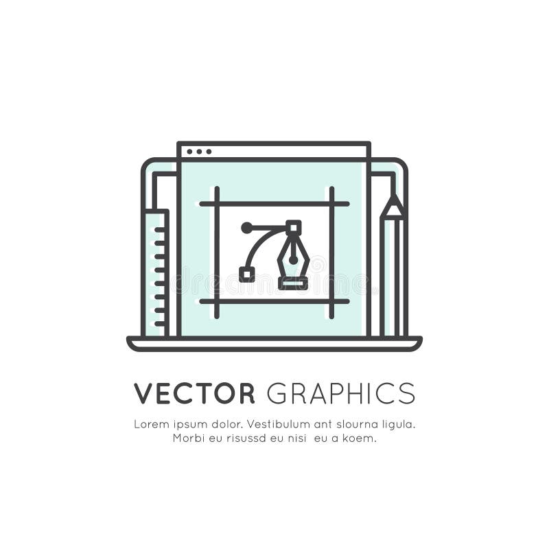 Vector Graphics and Design Creation Process Stock Vector - Illustration ...
