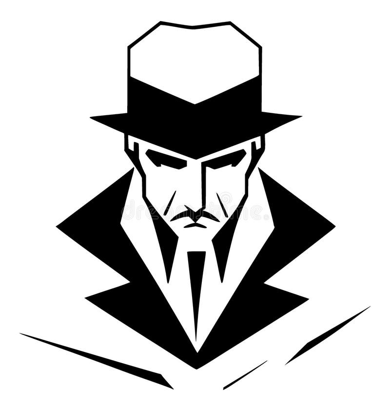 Vector Graphics Design Featuring Gangster Man Portrait in Hat and Suit ...