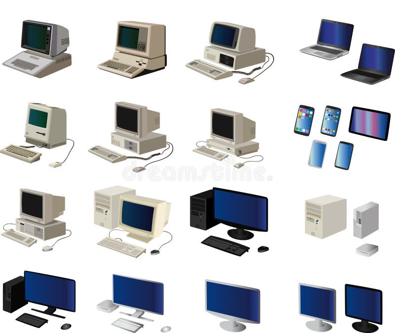 Vector Graphics of Desktop Computers and Mobile Computers from 1978 ...