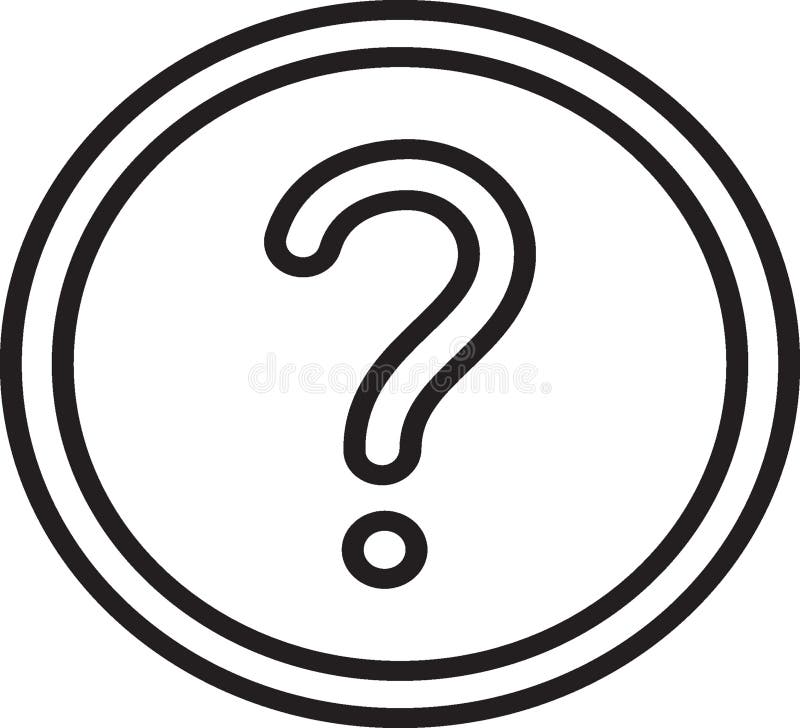 Question Mark Icon with Circle Black and White Stock Illustration ...
