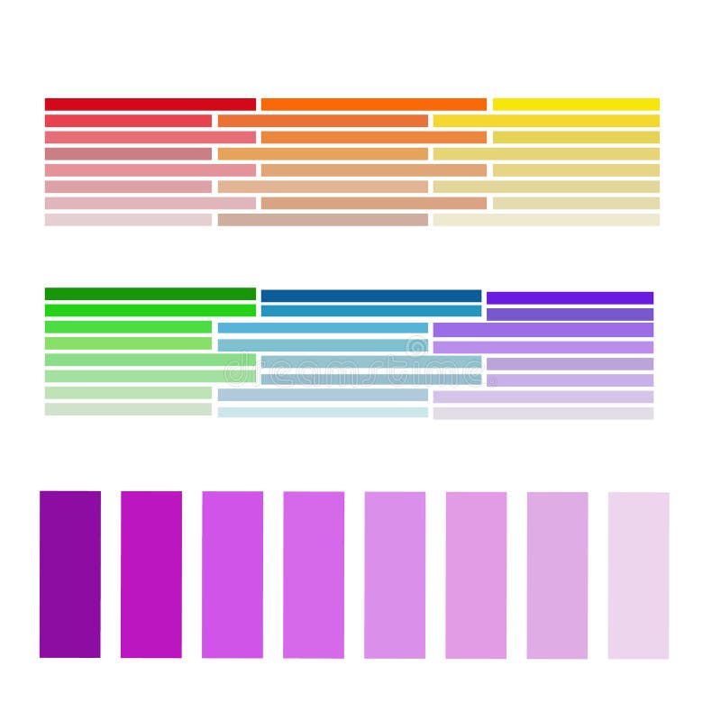 A Palette of Rainbow Colors with a Transition of Various Tones Stock ...