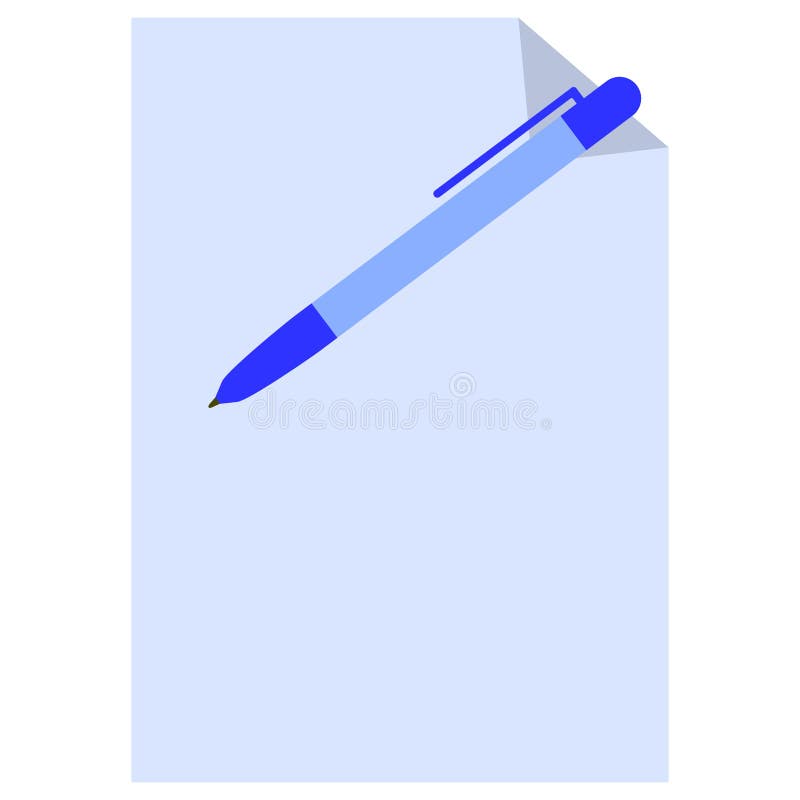 Pen and sheet of paper. stock vector. Illustration of note - 191099734