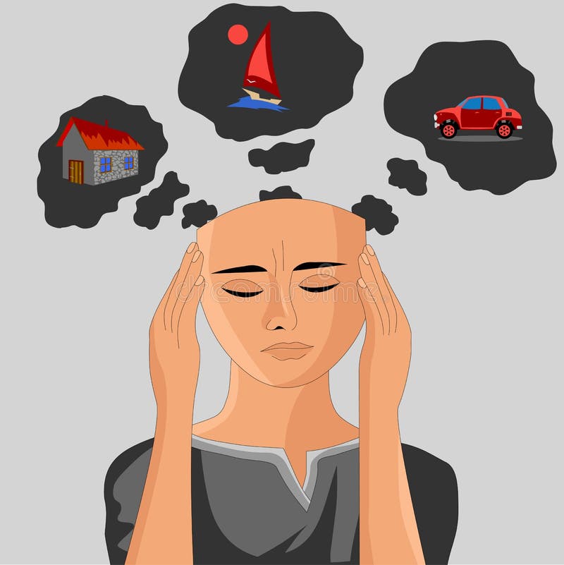 A Person Thinks about His Problems Stock Vector - Illustration of ...