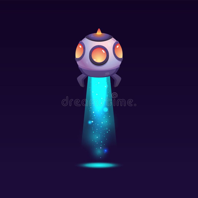 Vector Graphics with a Spaceship Taking Off with Flickering Light from ...