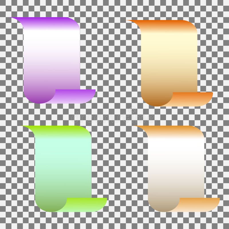 On a Transparent Background are Four Scrolls of Paper of Different ...