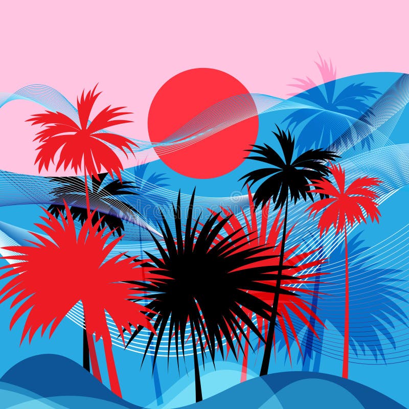 Vector Graphics Tropical Landscape Stock Vector - Illustration of ...