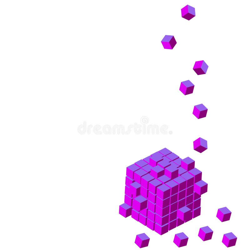 A Large Purple Cube Made Up of Small Cubes Stock Vector - Illustration ...