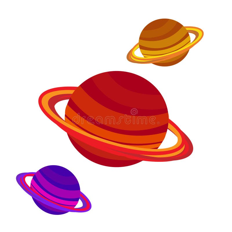 Three Abstract Planets Saturn with Rings Around Stock Vector ...