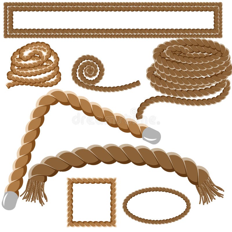 A Variety of Rope Frames with Twisted Ropes Stock Vector - Illustration ...