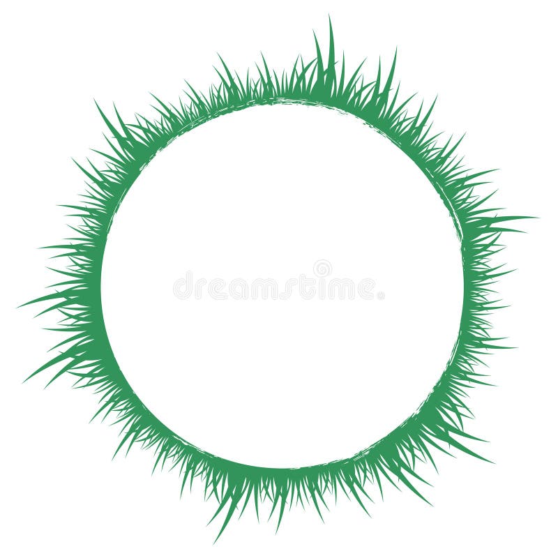 Round Vector Grass Frame, Green Summer or Spring Wreath, Border Graphic ...
