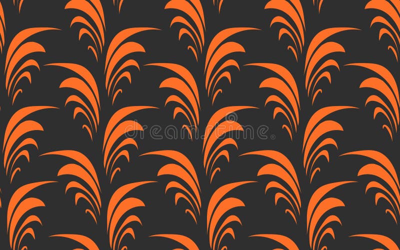 Seamless Vector Pattern Orange Grass Plants Floral Ornamental Print ...
