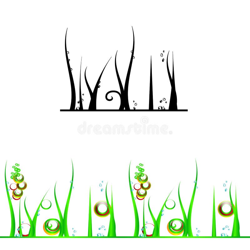 Beach Grass Silhouettes on White. Stock Vector - Illustration of drawn ...