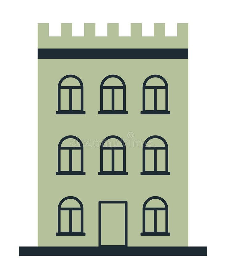 Vector Gray Fortress with Windows and a Door Eps 10. Vector Fortified ...