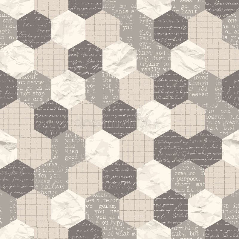 Seamless Pattern with Grid, Crumpled, Handwritten and Typewriter Paper ...